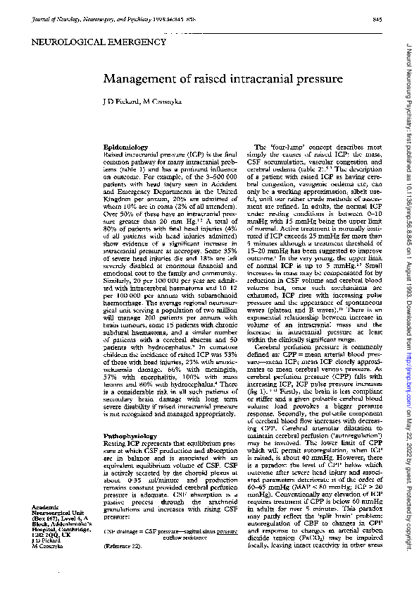 (PDF) Management of raised intracranial pressure