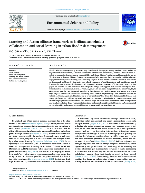 (PDF) Learning and Action Alliance framework to facilitate stakeholder ...
