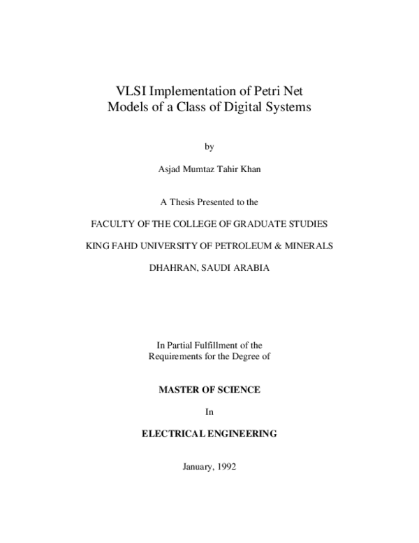 (PDF) VLSI implementation of petri net models (1) | Asjad Mumtaz - Academia.edu