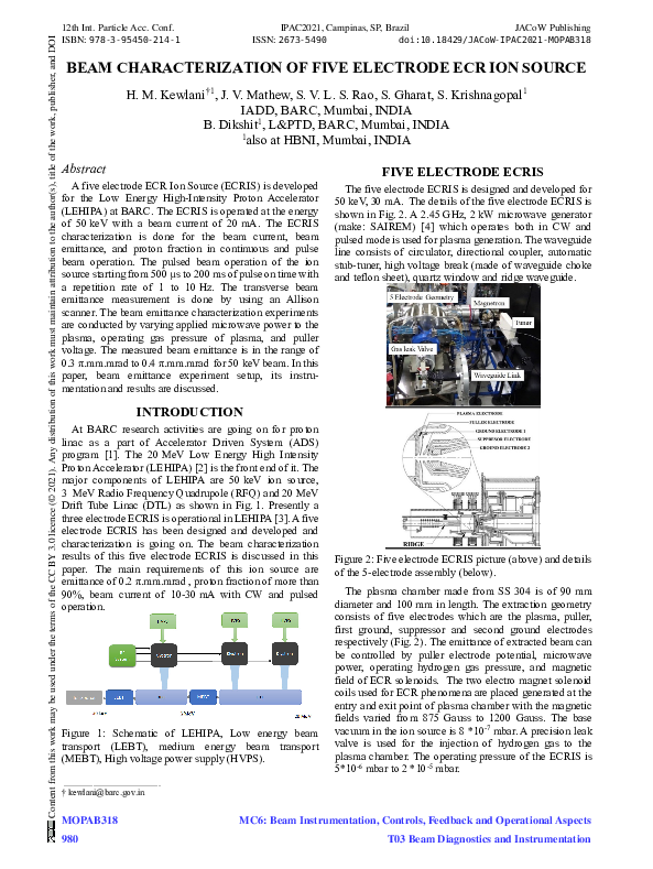 (PDF) Beam Characterization of Five Electrode ECR Ion Source