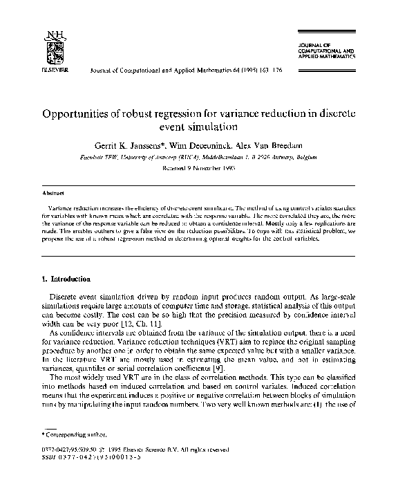 (PDF) Opportunities of robust regression for variance reduction in ...