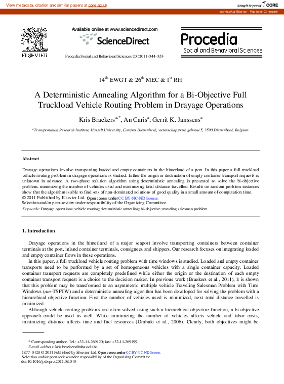 Pdf A Deterministic Annealing Algorithm For A Bi Objective Full