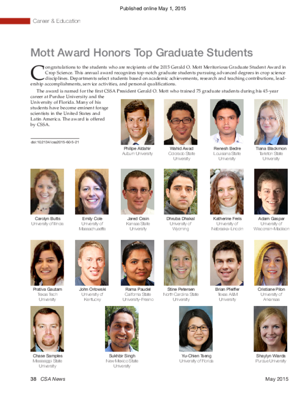 (PDF) Mott Award Honors Top Graduate Students