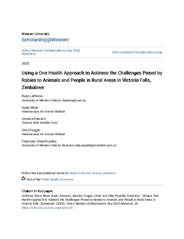 (PDF) Using a One Health Approach to Address the Challenges Posed by ...