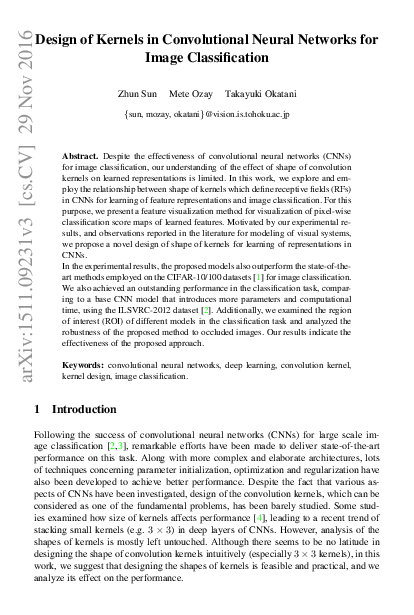 (PDF) Design of Kernels in Convolutional Neural Networks for Image Classification | Mete ozay ...