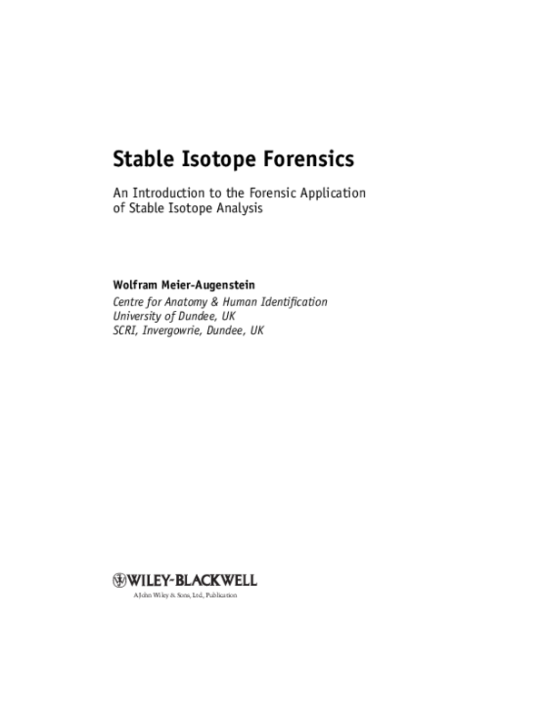 (PDF) Stable isotope forensics: an introduction to the forensic ...