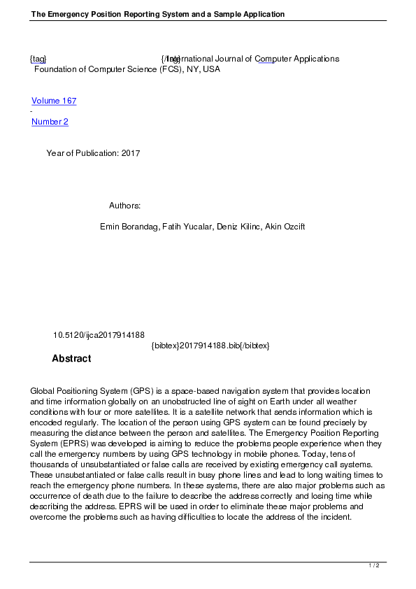 (PDF) The Emergency Position Reporting System and a Sample Application