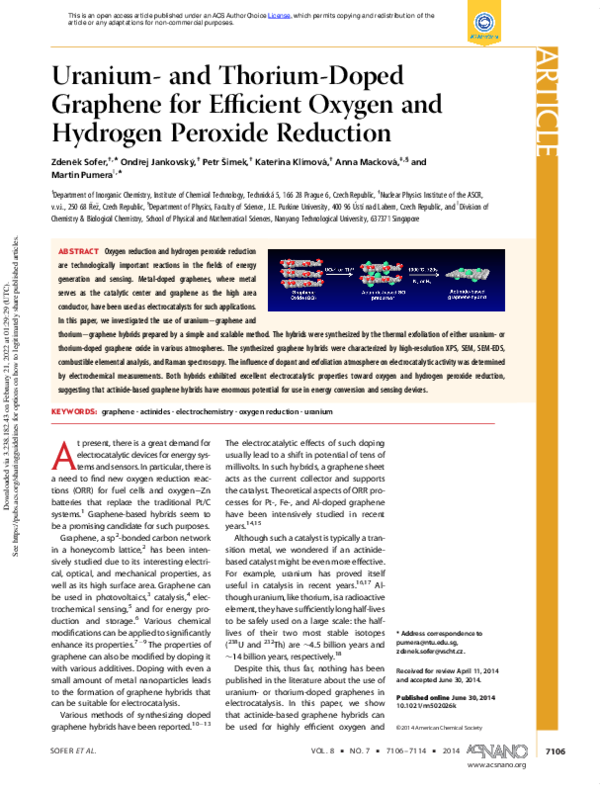(PDF) Uranium- and Thorium-Doped Graphene for Efficient Oxygen and ...