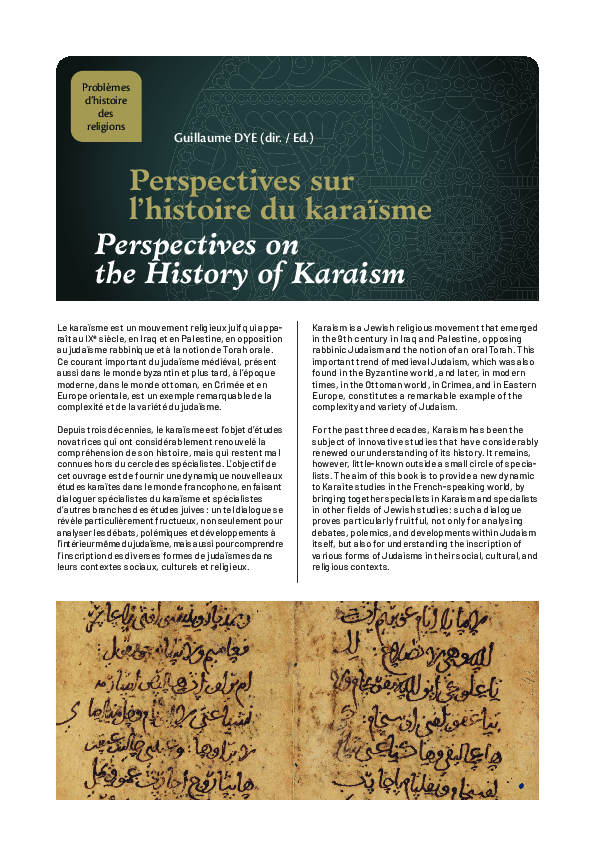 (PDF) Perspectives sur l'histoire du karaïsme / Perspectives on the ...