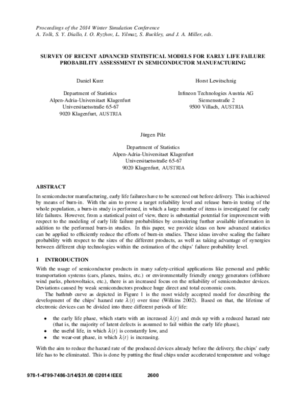 (PDF) Survey of recent advanced statistical models for early life ...