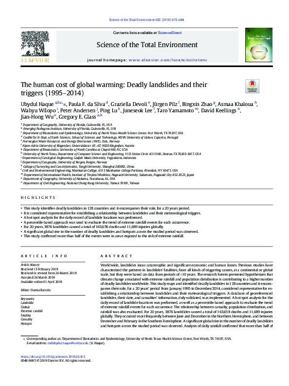 (PDF) The human cost of global warming: Deadly landslides and their ...