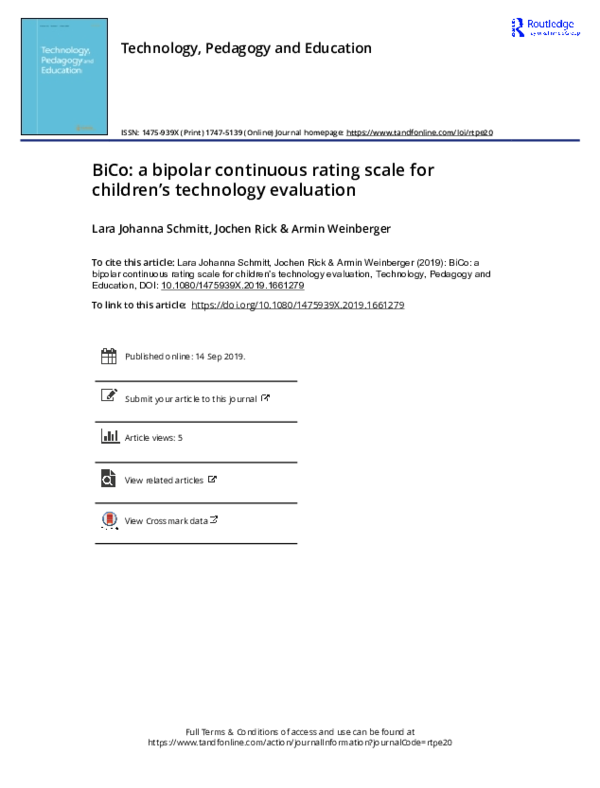 (PDF) BiCo: a bipolar continuous rating scale for children’s technology ...