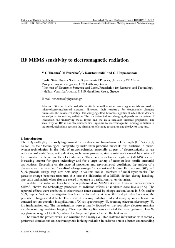 (PDF) RF MEMS sensitivity to electromagnetic radiation