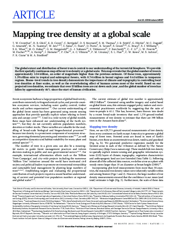 (PDF) Mapping tree density at a global scale