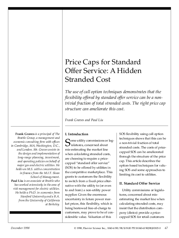 (PDF) Price Caps for Standard Offer Service | Frank Graves - Academia.edu