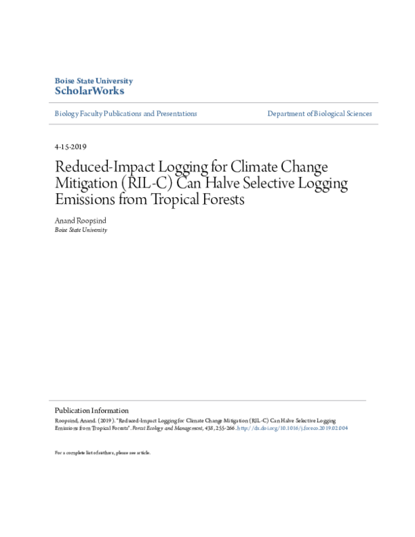 (PDF) Reduced-impact logging for climate change mitigation (RIL-C) can ...