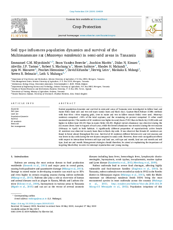 (PDF) Soil type influences population dynamics and survival of the ...