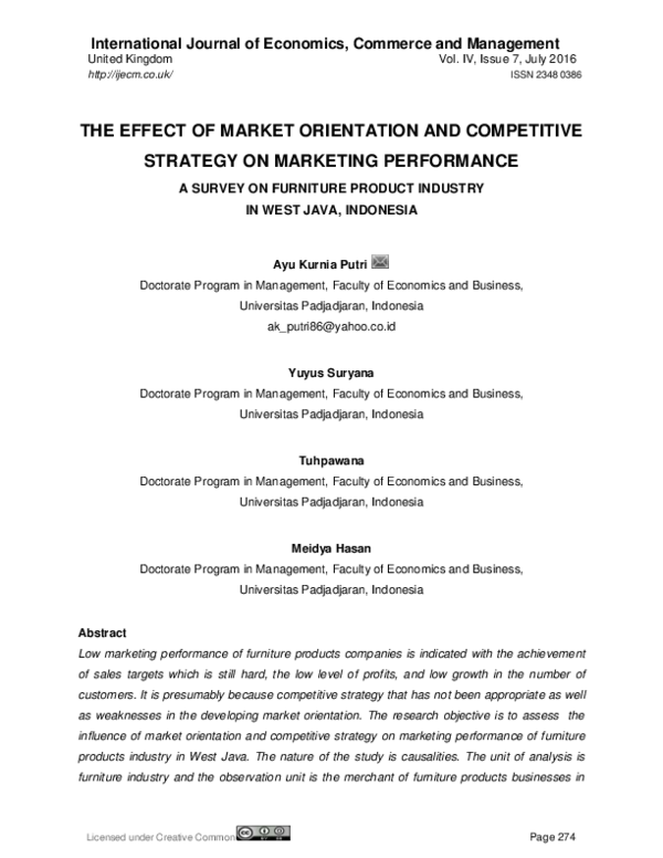(PDF) The Effect of Market Orientation and Competitive Strategy on Marketing Performance a ...