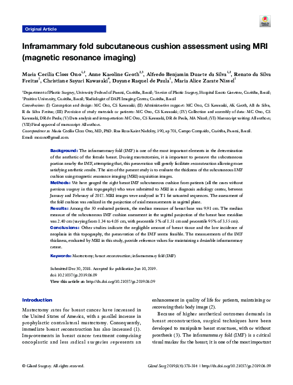 (PDF) Inframammary fold subcutaneous cushion assessment using MRI ...