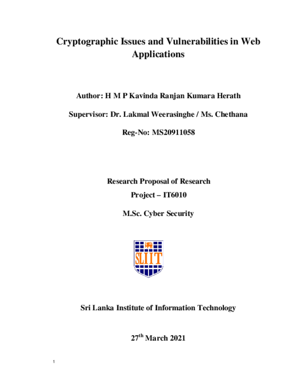 Pdf Cryptographic Issues And Vulnerabilities In Web Applications