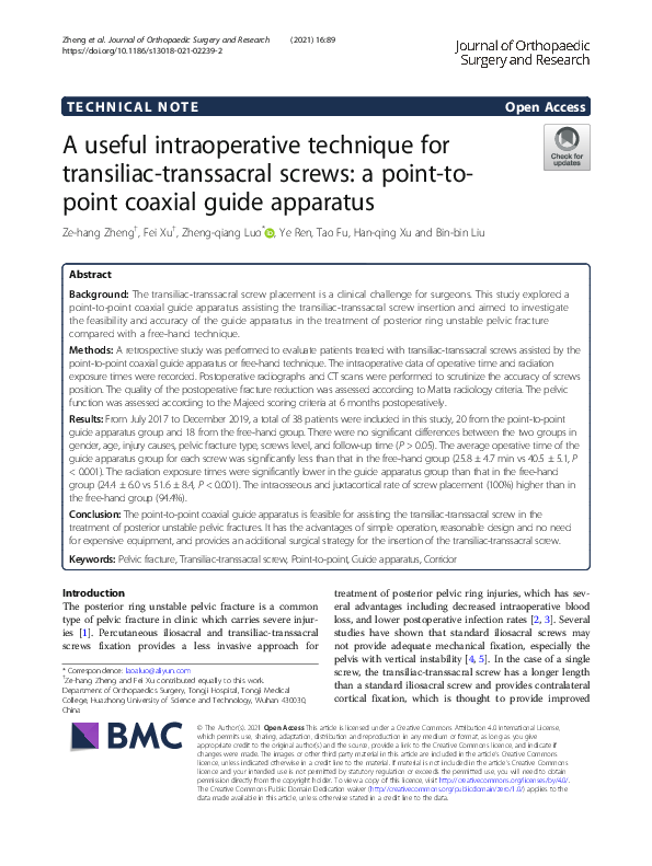 (PDF) Coaxial Guidance for Transiliac-Sacral Screws