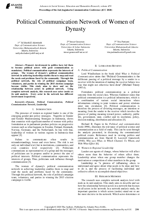 (PDF) Political Communication Network of Women of Dynasty