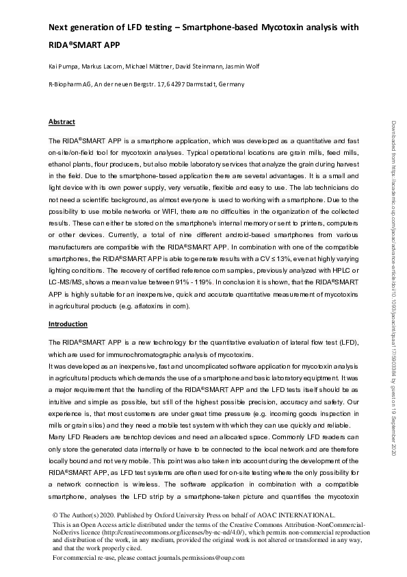 (PDF) Next Generation of LFD Testing – Smartphone-Based Mycotoxin ...