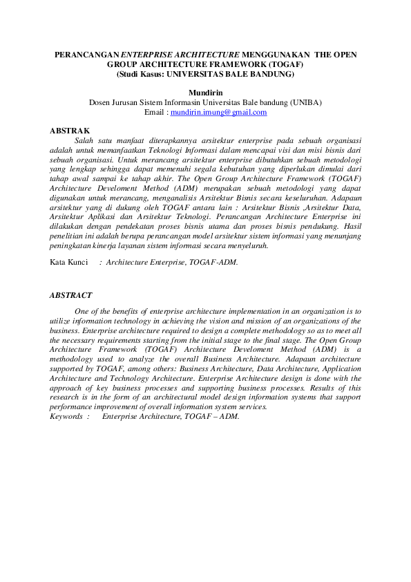 (PDF) PERANCANGAN ENTERPRISE ARCHITECTURE MENGGUNAKAN THE OPEN GROUP ...