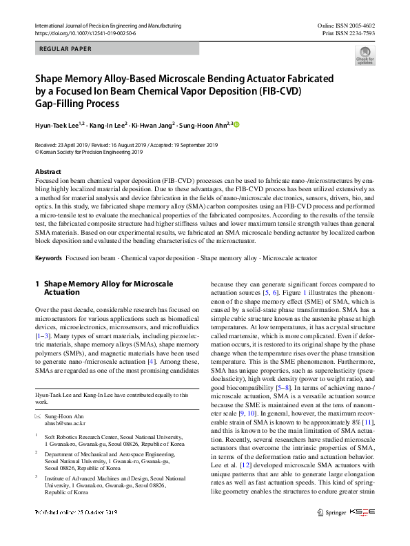 (PDF) Shape Memory Alloy-Based Microscale Bending Actuator Fabricated by a Focused Ion Beam ...