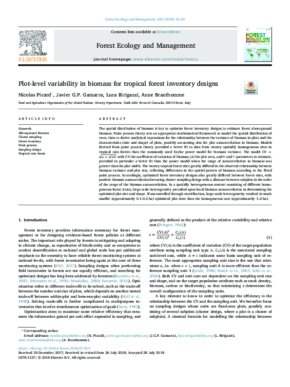 (PDF) Plot-level variability in biomass for tropical forest inventory ...