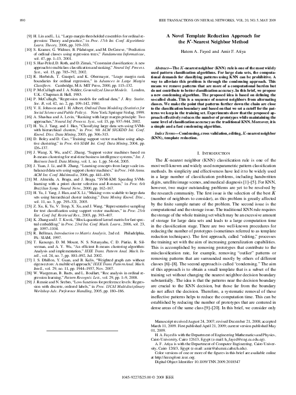 (PDF) A Novel Template Reduction Approach for the $K$ -Nearest Neighbor ...
