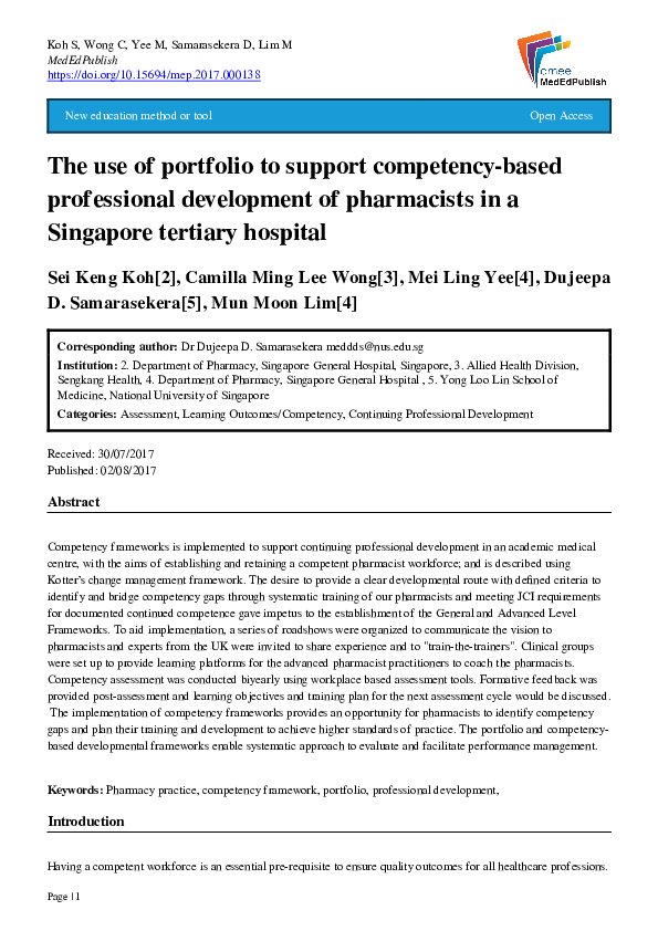 (PDF) The use of portfolio to support competency-based professional ...