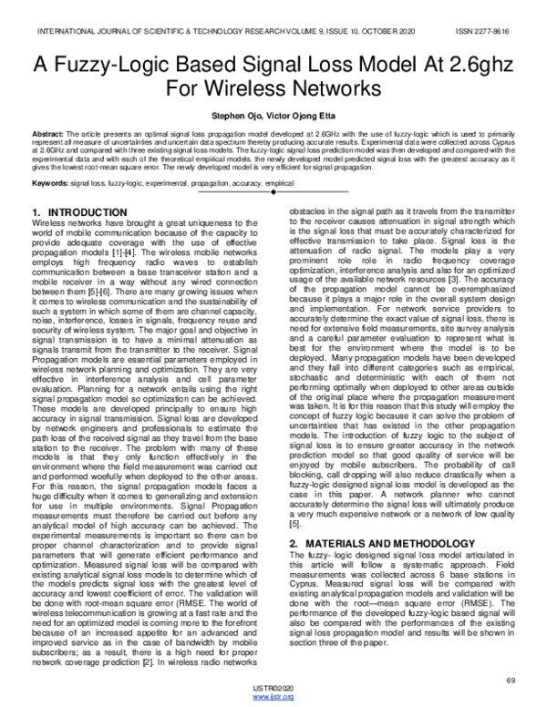 (PDF) A Fuzzy-Logic Based Signal Loss Model At 2.6ghz For Wireless Networks | victor Etta ...