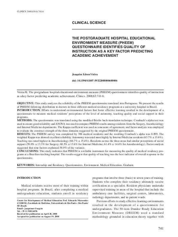 (PDF) The postgraduate hospital educational environment measure (PHEEM ...