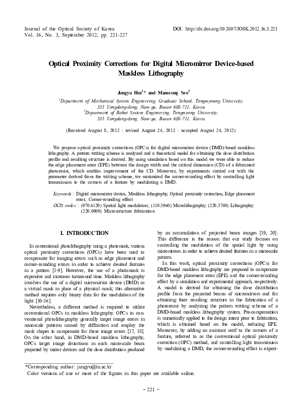 (PDF) Optical Proximity Corrections for Digital Micromirror Device ...