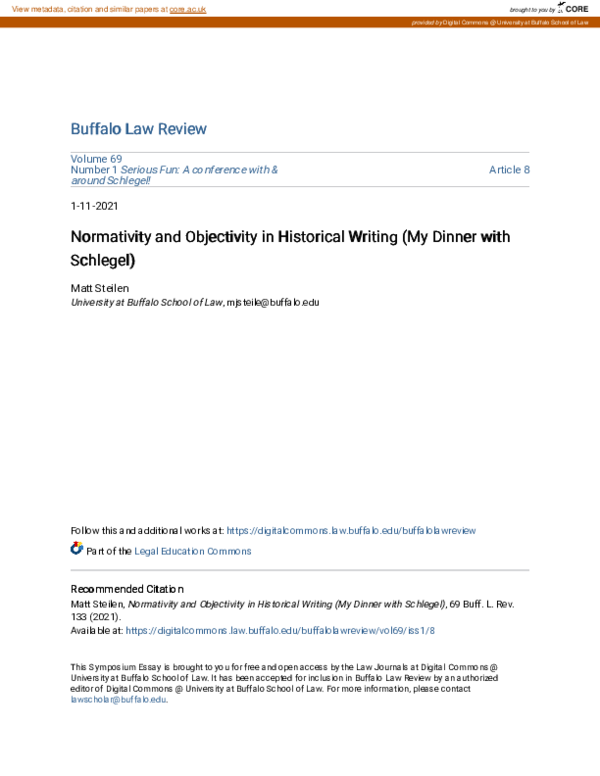 (PDF) Normativity and Objectivity in Historical Writing (My Dinner with ...
