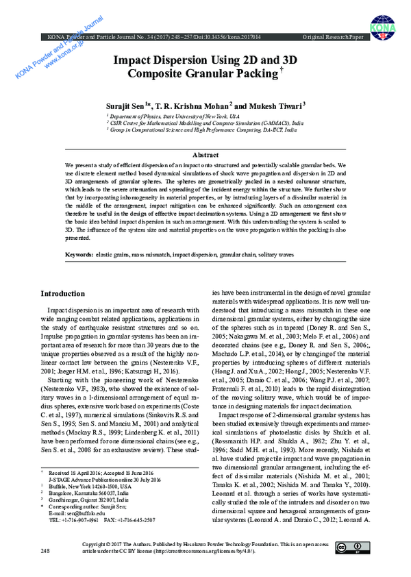(PDF) Impact Dispersion Using 2D and 3D Composite Granular Packing
