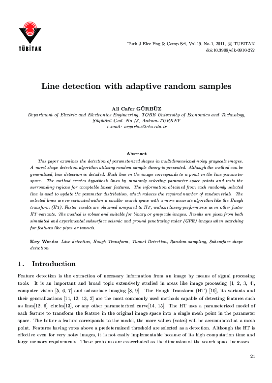 (PDF) Line detection with adaptive random samples