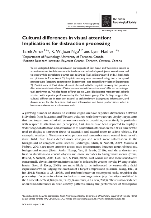 (PDF) Cultural differences in visual attention: Implications for ...