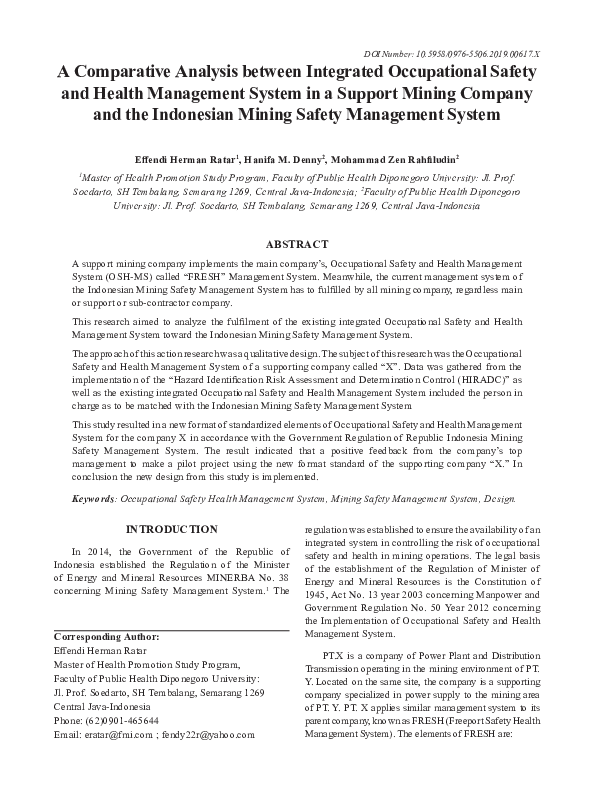 (PDF) A Comparative Analysis between Integrated Occupational Safety and ...