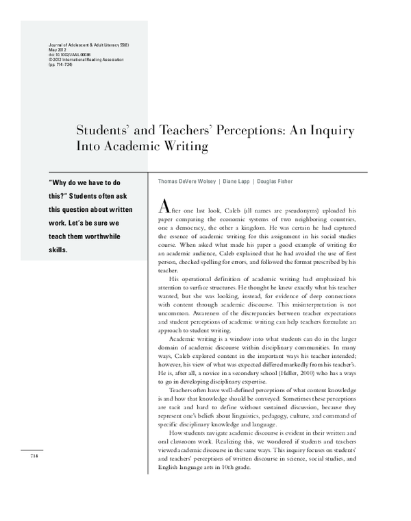 (PDF) Students' and Teachers' Perceptions: An Inquiry Into Academic Writing