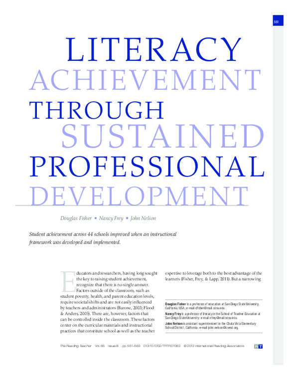 (PDF) Literacy Achievement Through Sustained Professional Development