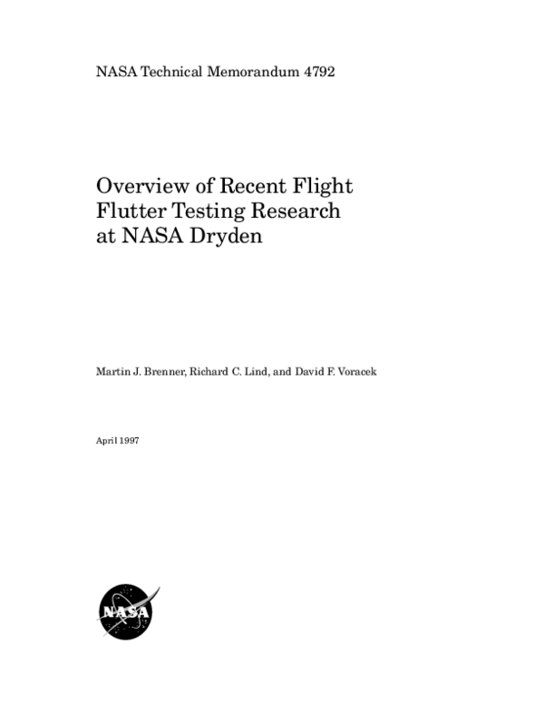 (PDF) Overview of recent flight flutter testing research at NASA Dryden
