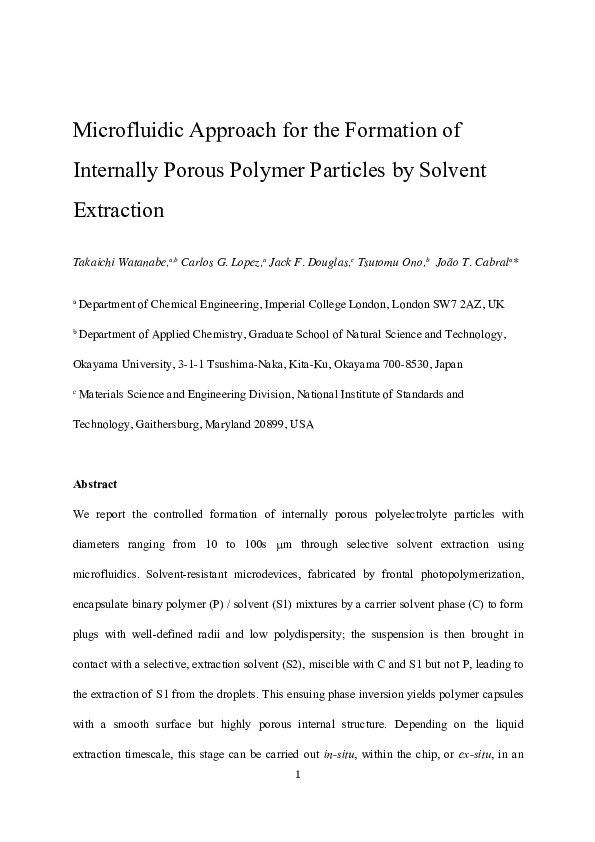 (PDF) Microfluidic Approach to the Formation of Internally Porous Polymer Particles by Solvent ...