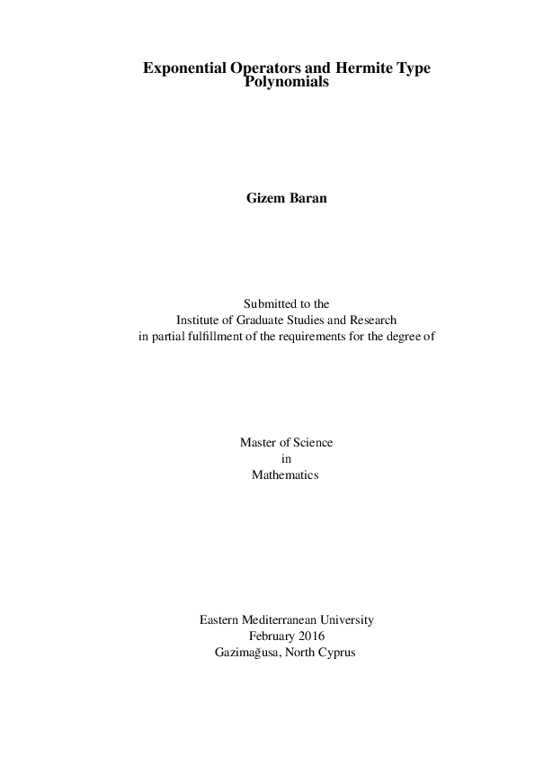 (PDF) Exponential Operators and Hermite Type Polynomials