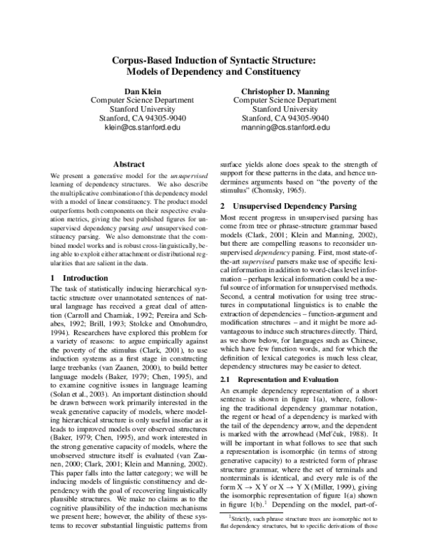(PDF) Corpus-based induction of syntactic structure