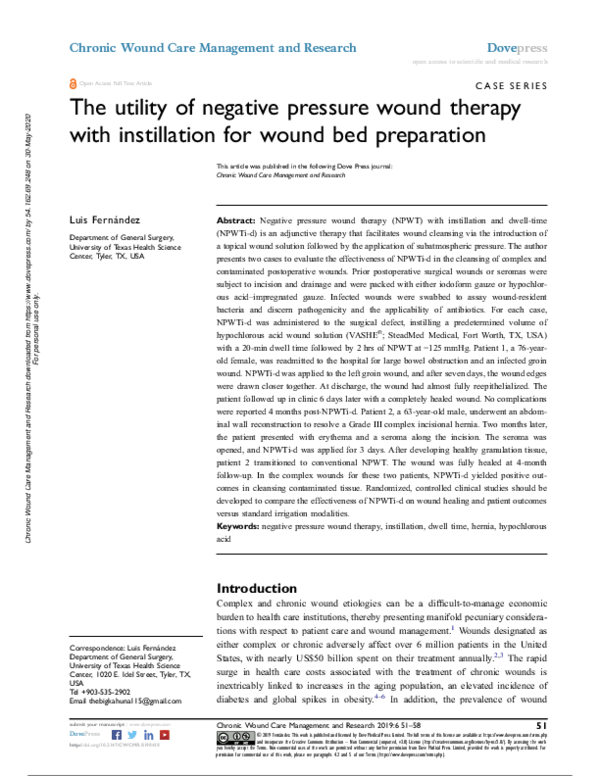 (PDF) The utility of negative pressure wound therapy with instillation ...