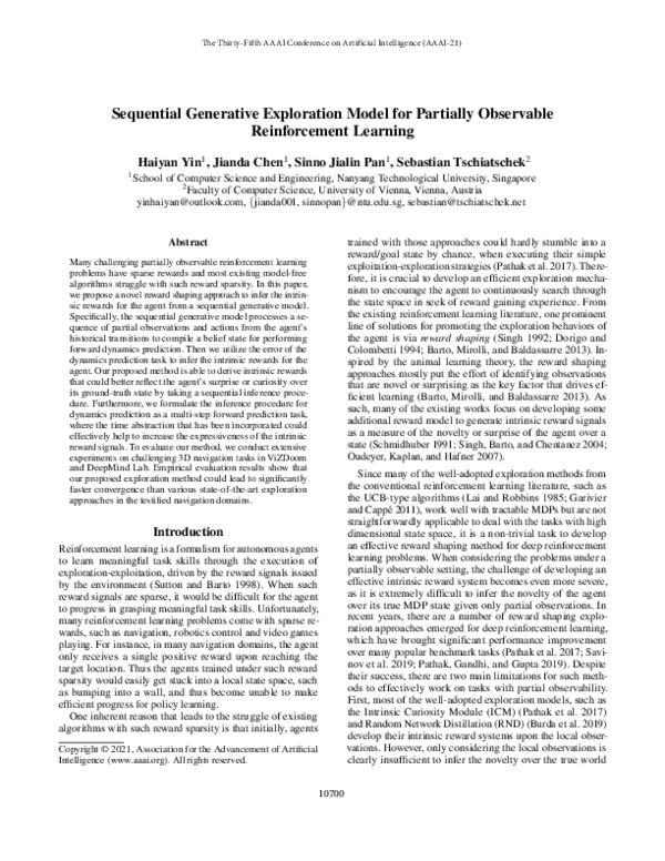Pdf Intrinsic Reward Shaping In Rl Via Generative Model