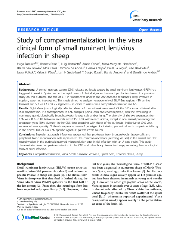 (PDF) Study of compartmentalization in the visna clinical form of small ...