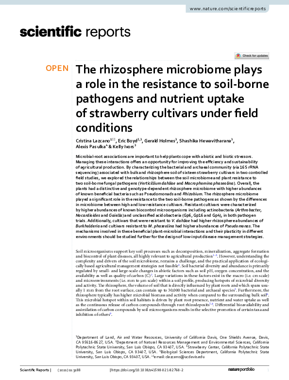 (PDF) The rhizosphere microbiome plays a role in the resistance to soil-borne pathogens and ...